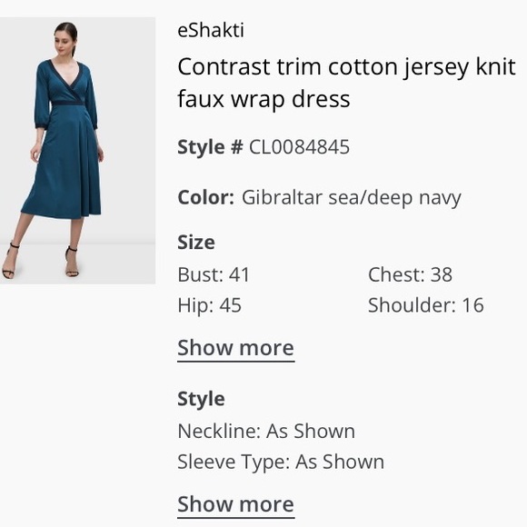 eshakti | Dresses | Eshakti Contrast Trim Faux Wrap Jersey Dress | Poshmark